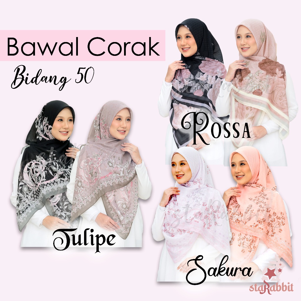 Tudung Bawal Printed Bidang 50 Cotton Premium Corak Floral | Shopee ...