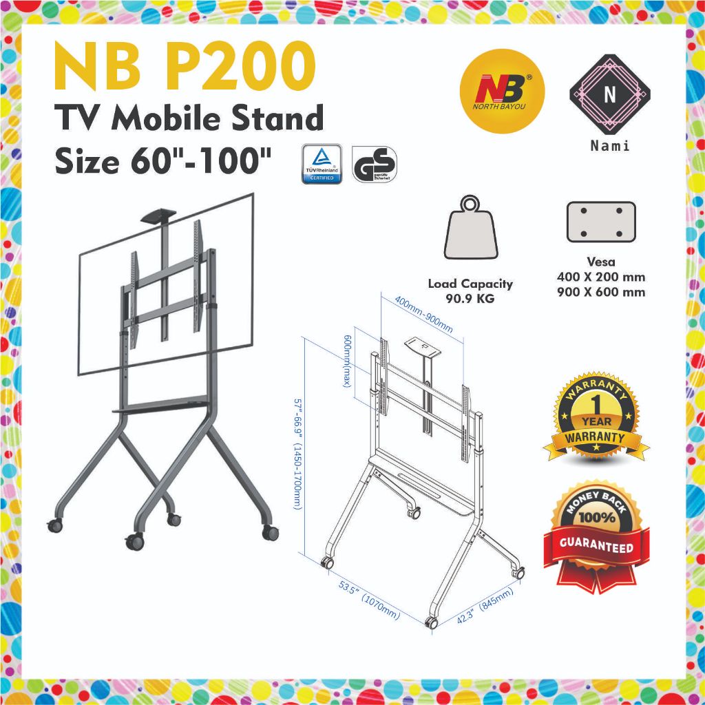 NB NORTH BAYOU P200 60 TO 100 INCH SMART TV MEETING MOBILE BRACKET ...