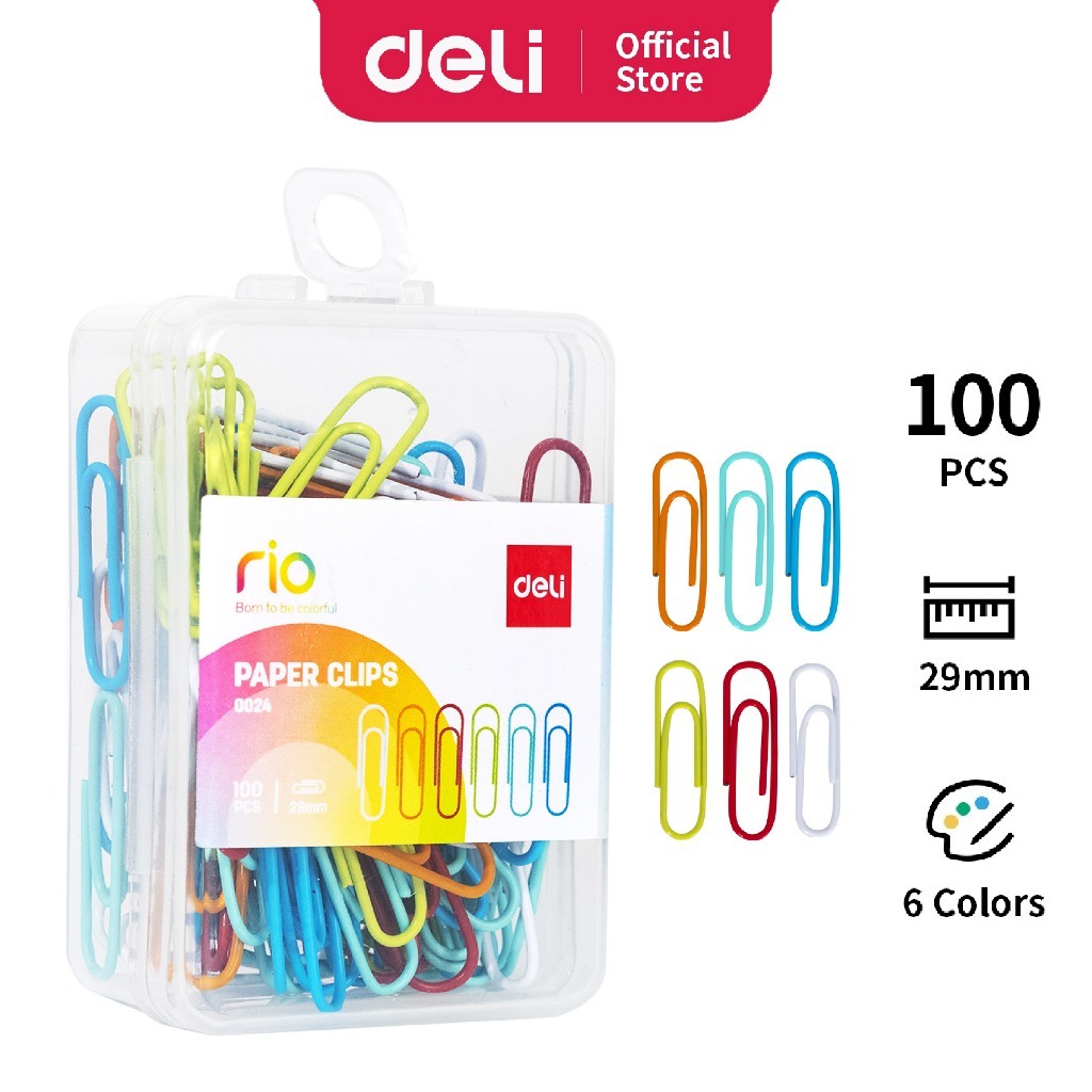 Deli Coloured Paper Clip (100 Pcs/Pack) E0024 | Shopee Malaysia