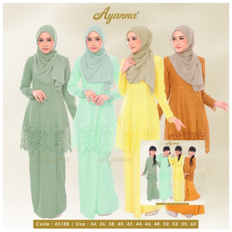 4318B 💥FLASH SALE‼️💥[SAIZ 34-60] ASYAA LACE PLUS SIZE KURUNG SEDONDON.BAJU NIKAH TUNANG ...