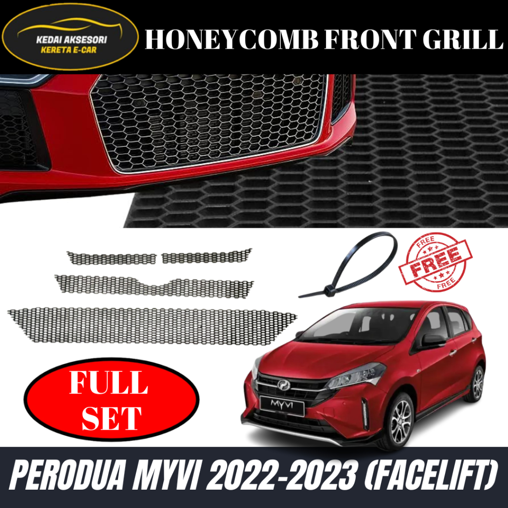 Perodua Myvi 2022 FACELIFT Ready Cut Honeycomb Grill Full Set Top ...