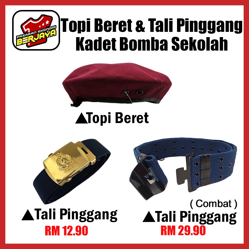 Topi Beret Maroon dan Tali Pinggang Kadet Sekolah/Aksesori Uniform ...
