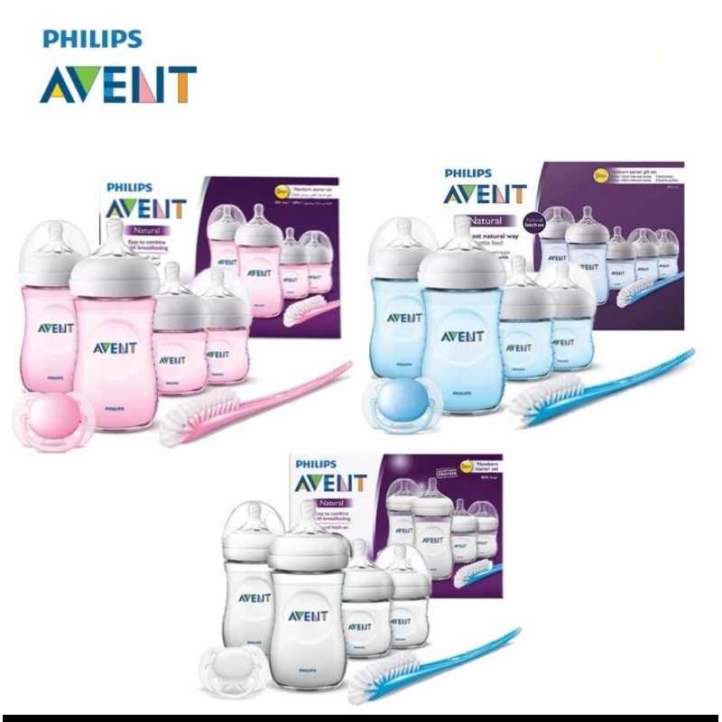 Philips Avent Natural Newborn Starter Set blue/pink | Shopee Malaysia