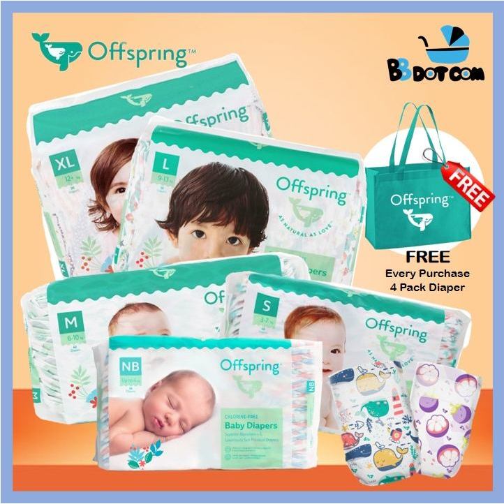 Offspring Chlorine Free Fashion Diaper Tapes NB / S / M / L / XL Size ...