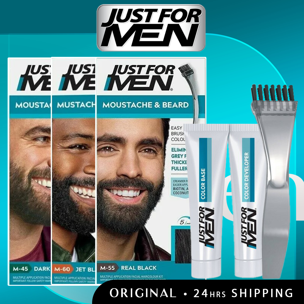 Just For Men Moustache & Beard - Beard Dye for Men with Brush Included ...