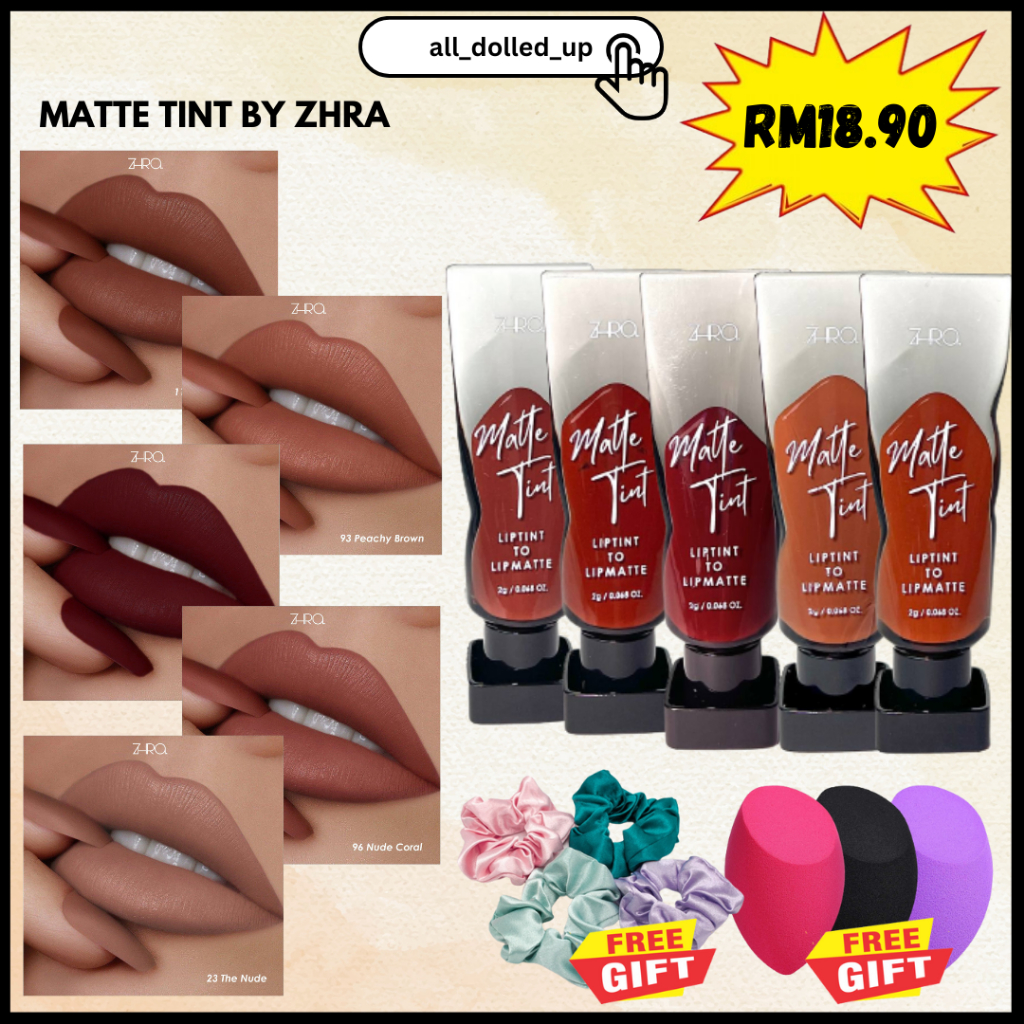 ZHRA BEAUTY Matte Tint Liptint to Lipmatte 2ml | Shopee Malaysia