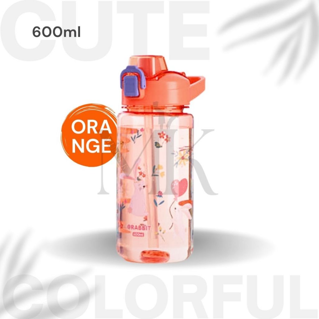 Kids Water Bottle Cute Cartoon with Straw | 4 Colors/Designs | Botol ...
