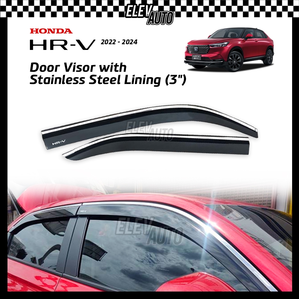 Honda HR-V HRV 2022 2023 Premium Door Visor with Stainless Steel Chrome ...