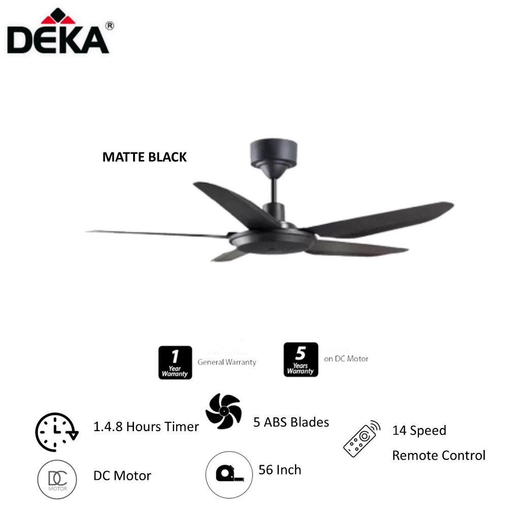 DEKA KRONOS F5DC-5B-BK C/W RC 56" BLACK 14 SPEEDS REMOTE TIMER CEILING ...