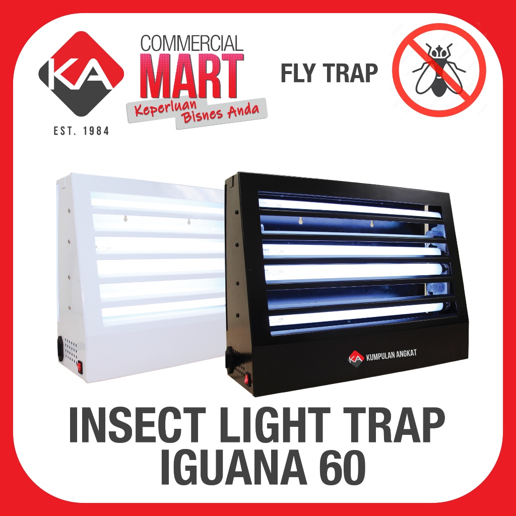KA-MART STICKY IGUANA 60 V2 BLACK / WHITE INSECT LIGHT TRAP (15W X 4 ...