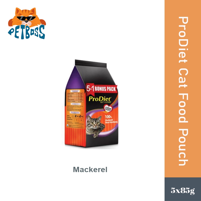 ProDiet Wet Cat Food Bonus Pack - Mackerel (85g x 5+1 Pouches) | Shopee ...