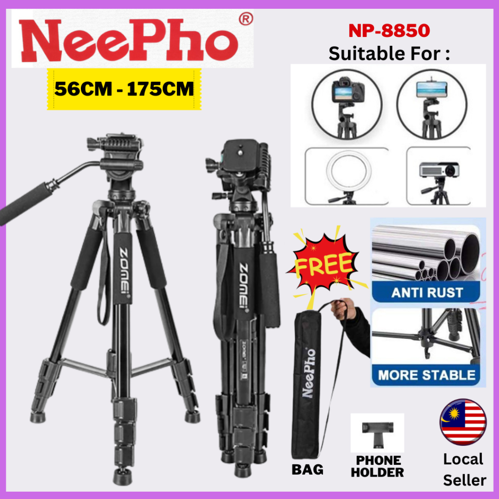 NEEPHO Tripod Stand Multilevel Aluminum Alloy Video Cam Smartphone ...
