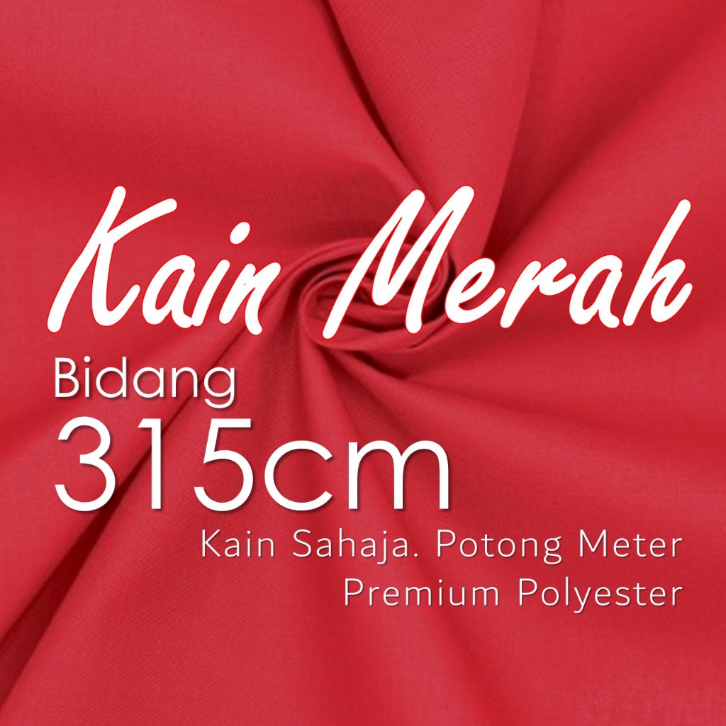 Bidang 124” Kain Polyester Potong Meter Kain Alas Meja Merah Maroon ...