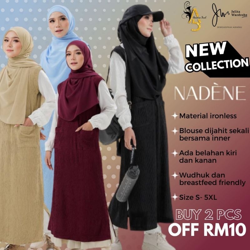 🎁FREE GIFT- READY STOCK 🔥RESTOCK 4.0 : BLOUSE LABUH LONG TOP IRONLESS NADÈNE BY JELITA WARDROBE ...