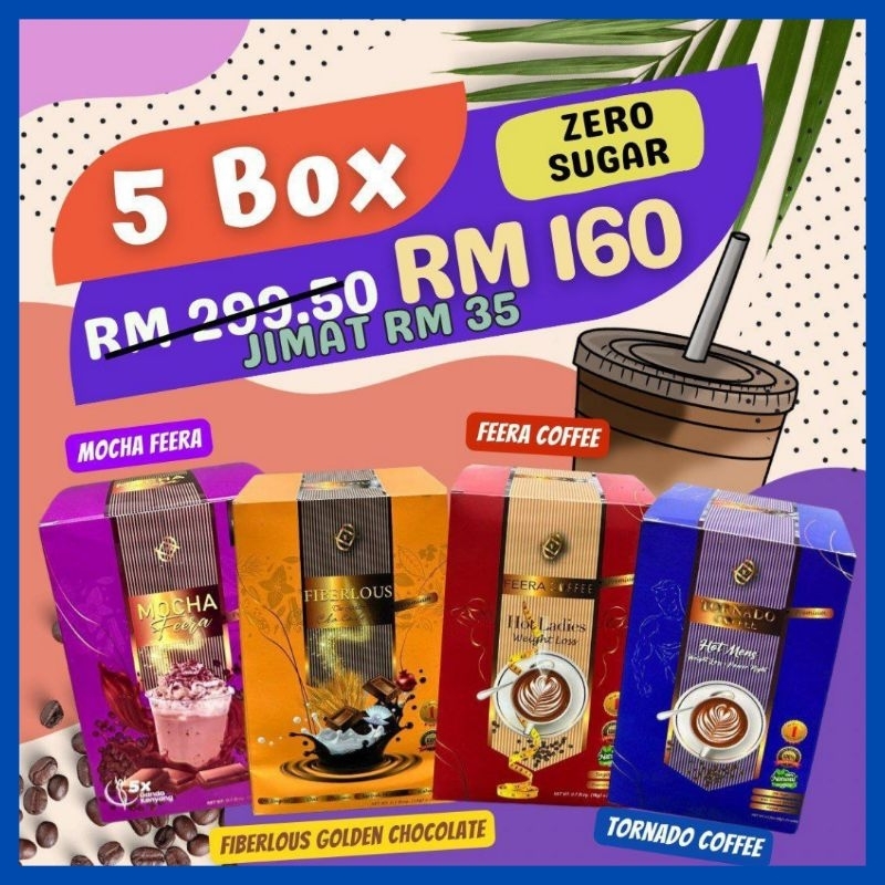 [ 5 BOX ] Mocha Feera / Feera Coffee / Fiberlous Golden Chocolate ...