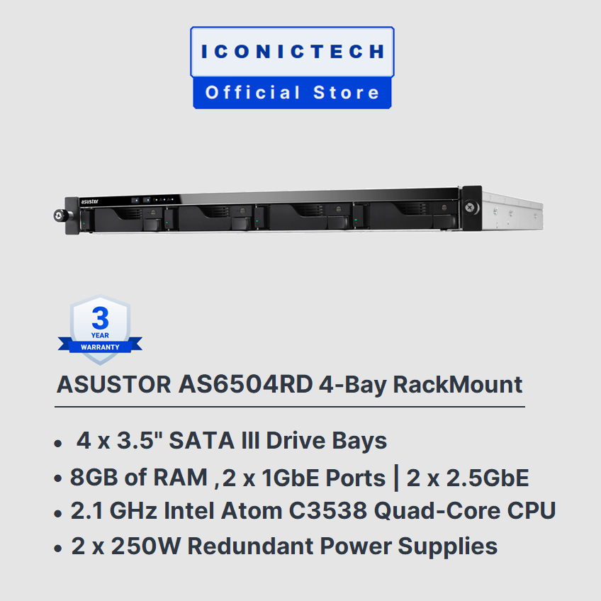 Limited Stock Asustor LOCKERSTOR AS6504RD 0TB 4-Bay Rackmount NAS ...