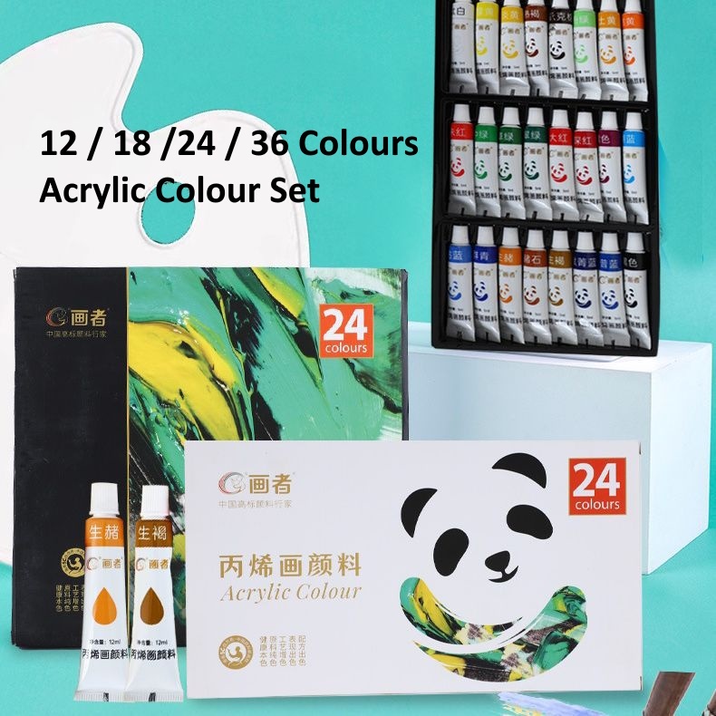12/ 18/ 24/ 36C Acrylic Paint Colour Set For Art Canvas Painting ...