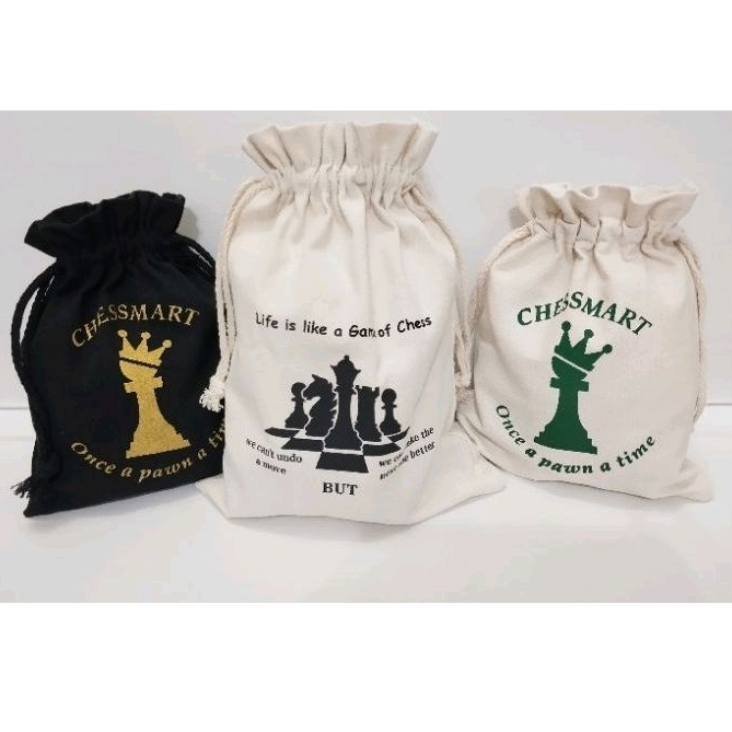 Drawstrings Canvas Thick Chess Pouch Uncang Buah Catur Tali Kanvas ...