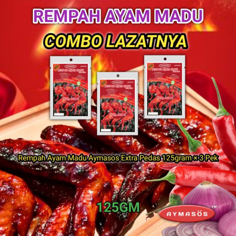 Rempah Ayam Madu Combo 3 Pek | Combo Lazatnya | Extra Pedas 125g ...