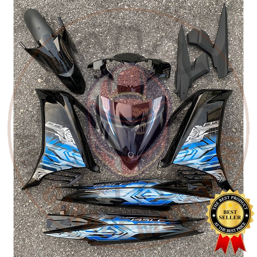 YAMAHA LC LC135 V2 V3 V4 V5 V6 V7 HITAM KILAT MATELIC BLACK FULL BIRU ...