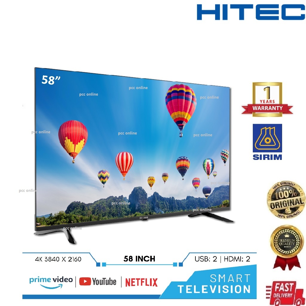 HITEC HT-LED58S68A 4K Smart LED TV FHD YouTube/Netflix/DVB-T2/MyTV (58 ...