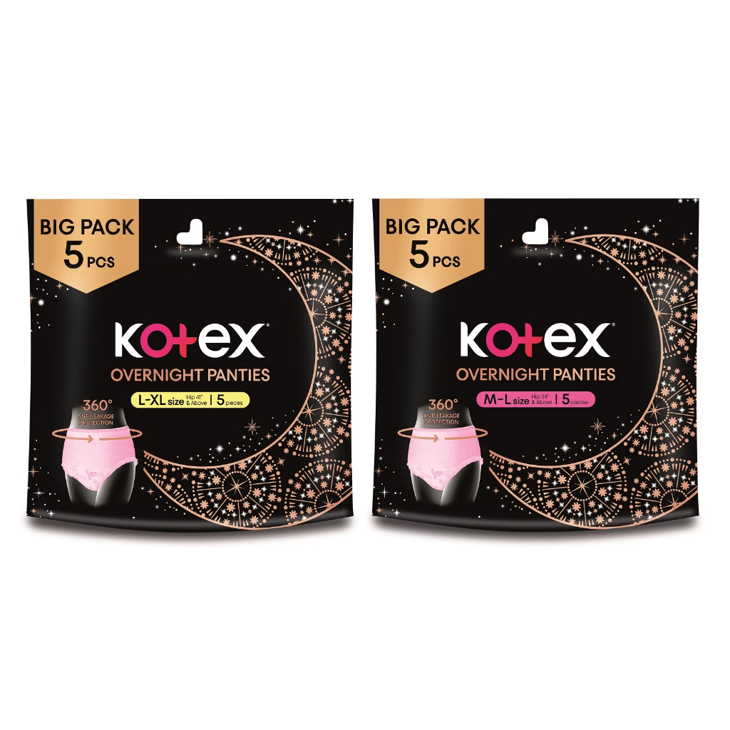 (FREE SHIPPING) KOTEX OVERNIGHT PANTIES 5'S VALUE PACK (M-L) (L-XL) | Shopee Malaysia