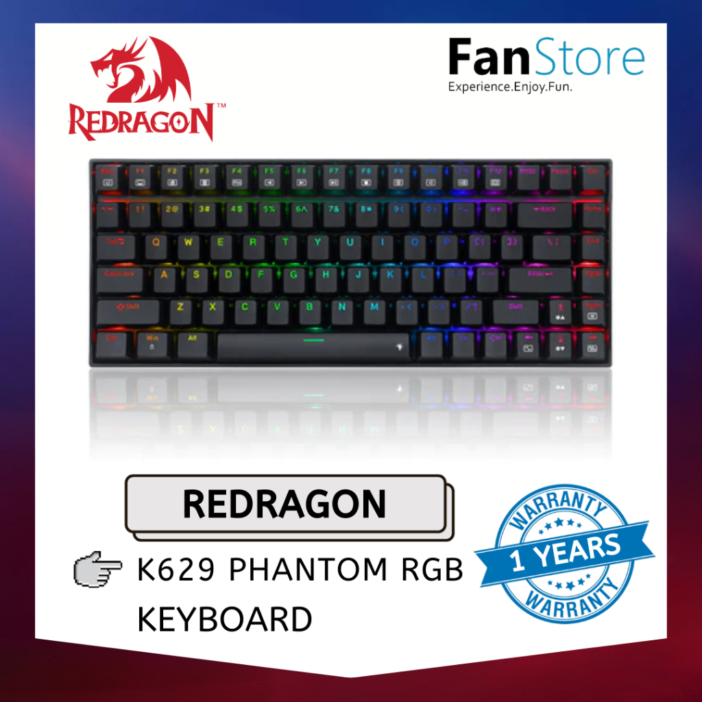 FANSTORE REDRAGON K629 PHANTOM RGB LED Backlit 84 Keys Red Switch ...