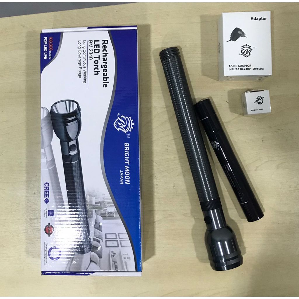 Flashlight JAPAN Rechargeable BM40 Super Bright LED Torchlight with 2 x ...