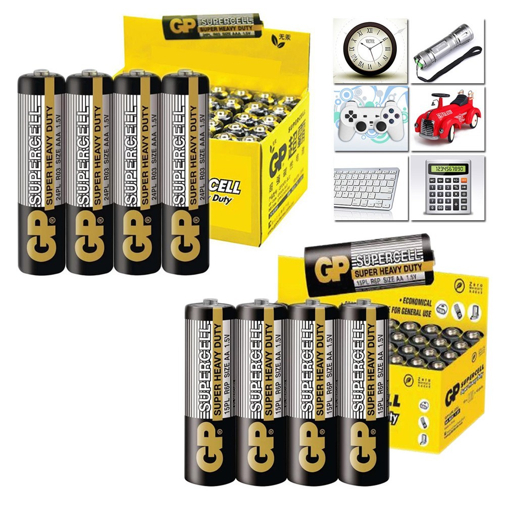 GP Supercell Carbon Zinc Heavy Duty Battery AA & AAA (4pcs) / Bateri GP ...