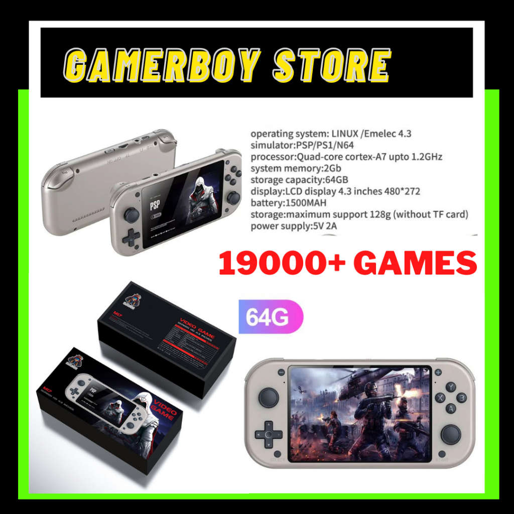 M17 RETRO HAND HELD GAME CONSOLE 4.3 INCH LCD SCREEN 19000+ RETRO GAMES ...
