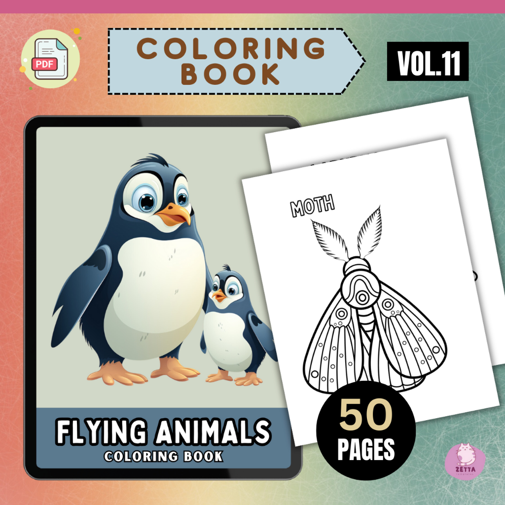 Flying Animals Coloring Book Printable Coloring Book for Kids to Relief ...
