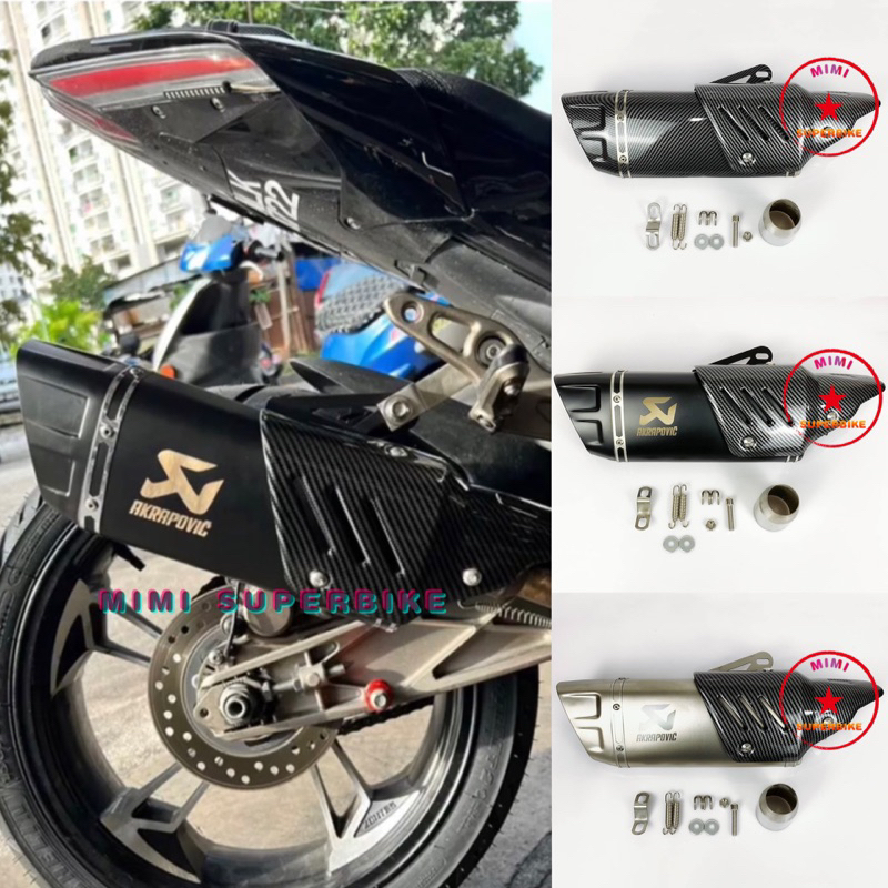 UNIVERSAL RACING MUFFLER BOX AKA 51MM FULL CARBON EXHAUST PIPE MT15 R15 ...