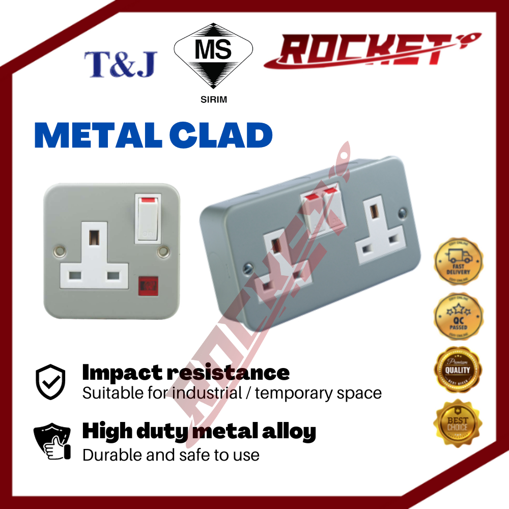 Metal Clad T&J Heavy Duty socket besi 13A Switch Socket 15A Socket ...