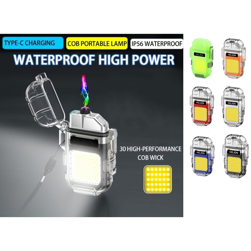 Mini COB Light with Lighter Torch Flashlight Waterproof Plasma Dual Arc ...