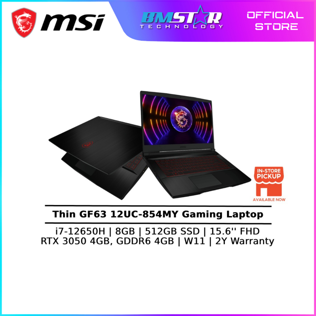 MSI Thin GF63 12UC-854MY (i7-12650H/8G/512GSSD/RTX3050_4GD6/15.6"FHD ...