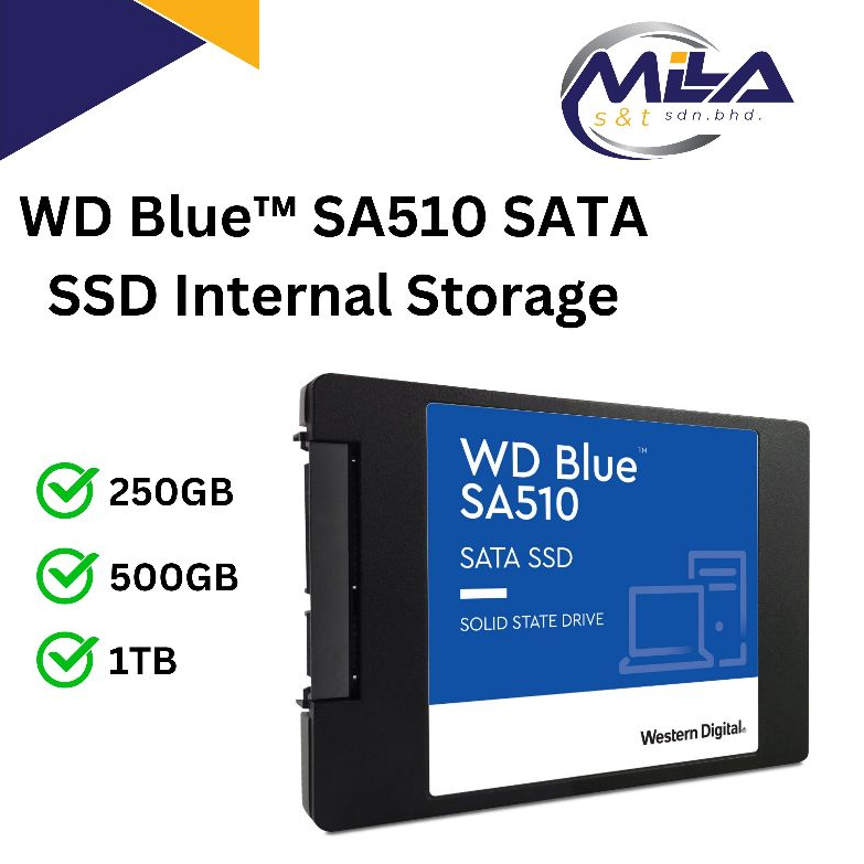 WD Blue™ SA510 SATA SSD Internal Storage (250GB/ 500GB/ 1TB) | Shopee ...