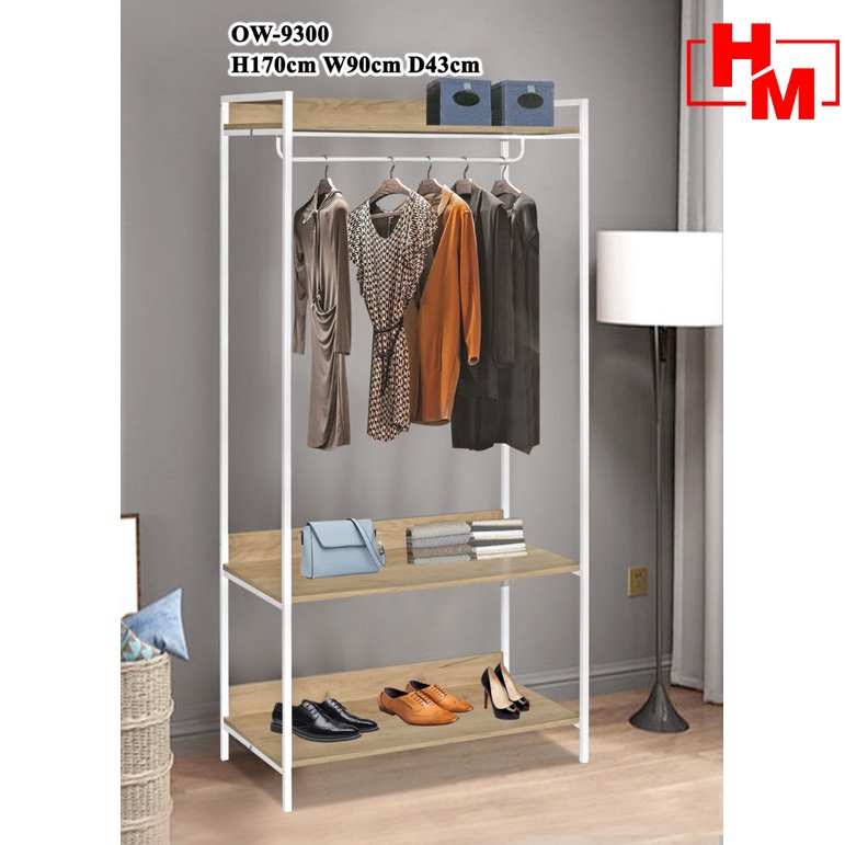 3 Tier Metal Multi-functional Hanging Wardrobe Cabinet Clothes Rak Baju ...