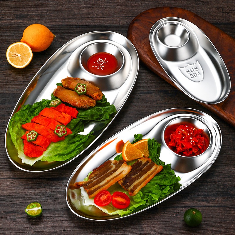 Stainless Steel 304 Snack Tray Tableware Sauce Plate Dessert Decorative ...