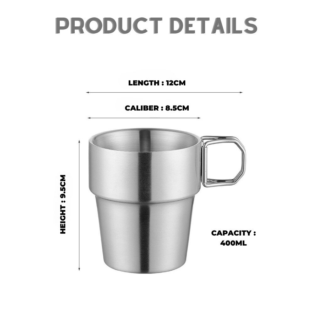 500ml SUS304 Camping Cup Foldable Handle Camping Mug For Hot Water ...