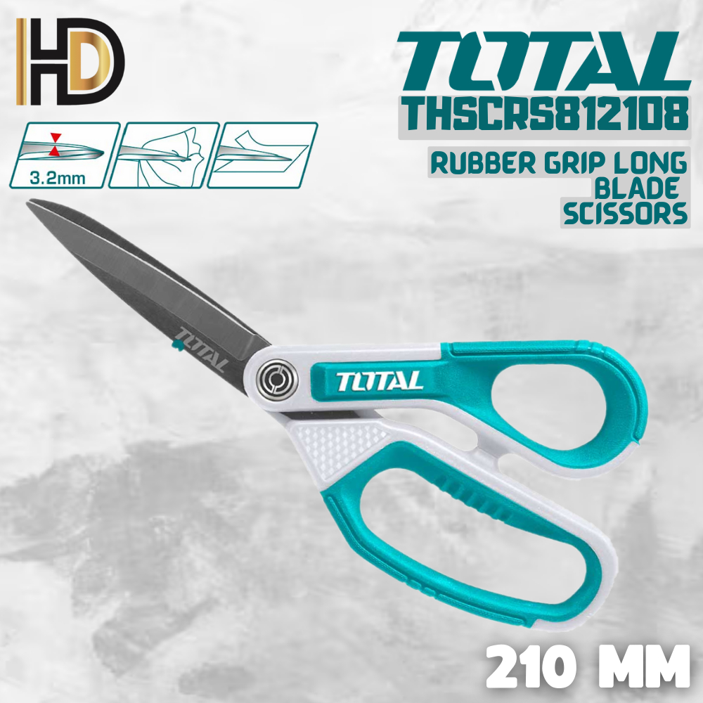 TOTAL 8'' (210mm) Multi-Purpose Soft Rubber Grip Scissors THSCRS812108 | Shopee Malaysia