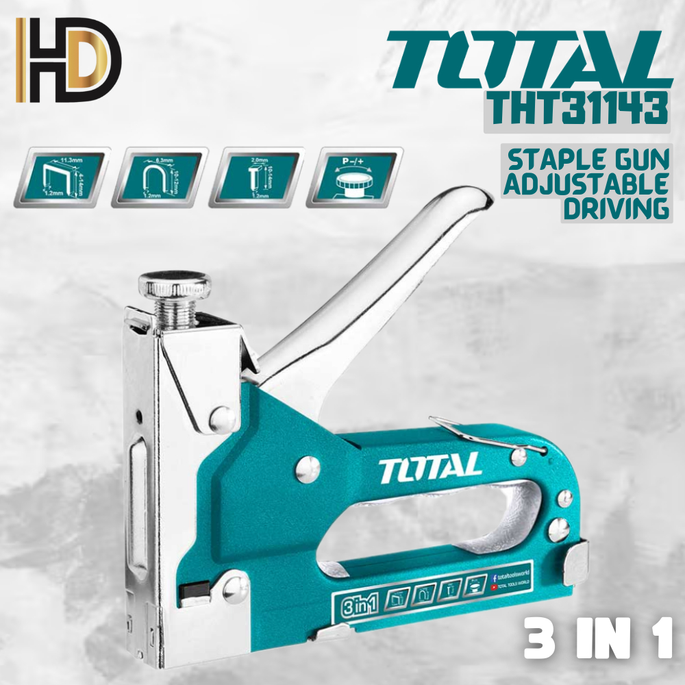 TOTAL 3 IN 1 Staple Gun Adjustable Driving THT31143 | Shopee Malaysia