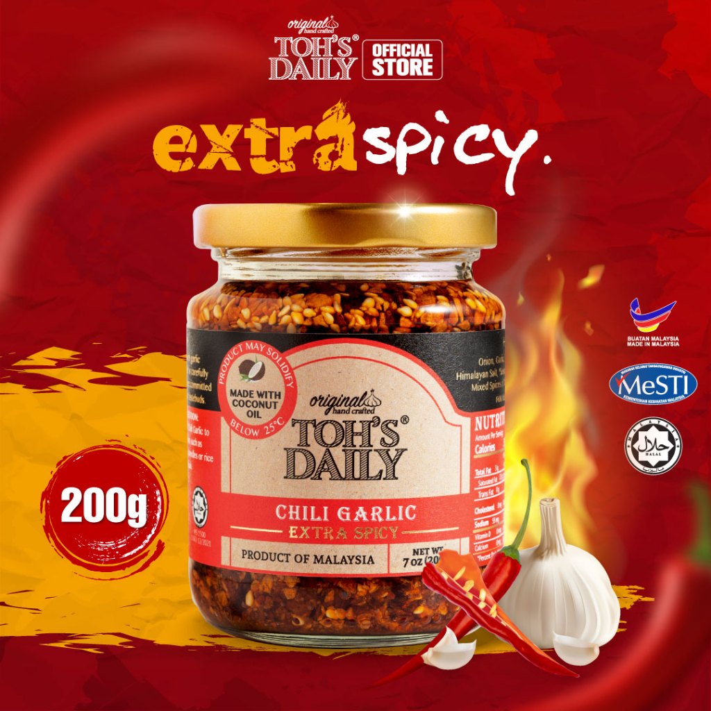 [Bundle of 2] Toh’s Daily 100% HALAL Chili Garlic Crisp 200gx2 (Sambal ...