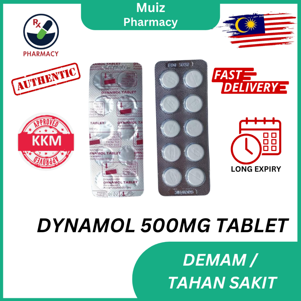 [EXP:7/28] DYNAMOL PARACETAMOL 500MG TABLET (UBAT DEMAM, SAKIT KEPALA, PANADOL, UPHAMOL ...