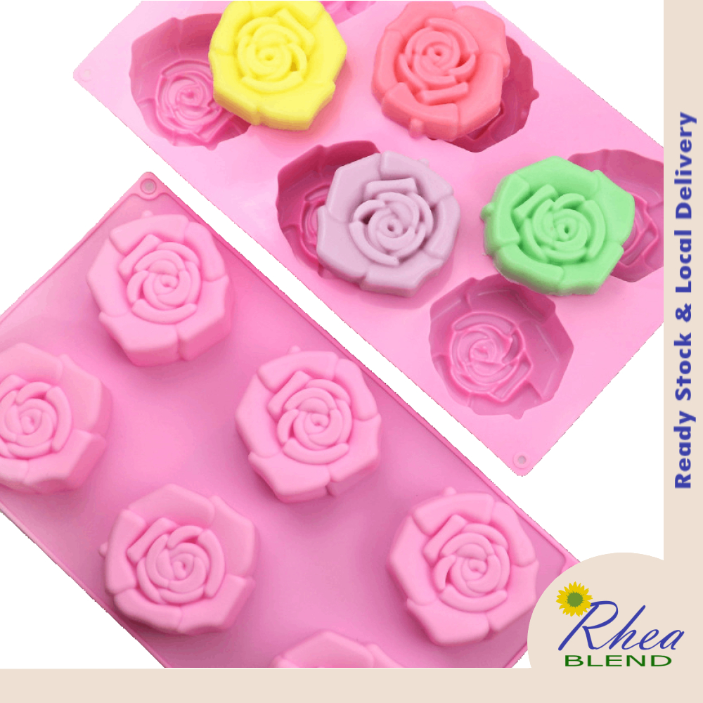 Vintage Rose Flower 6 Cavity 100g Silicone Mold Jelly Candle Cake Soap ...