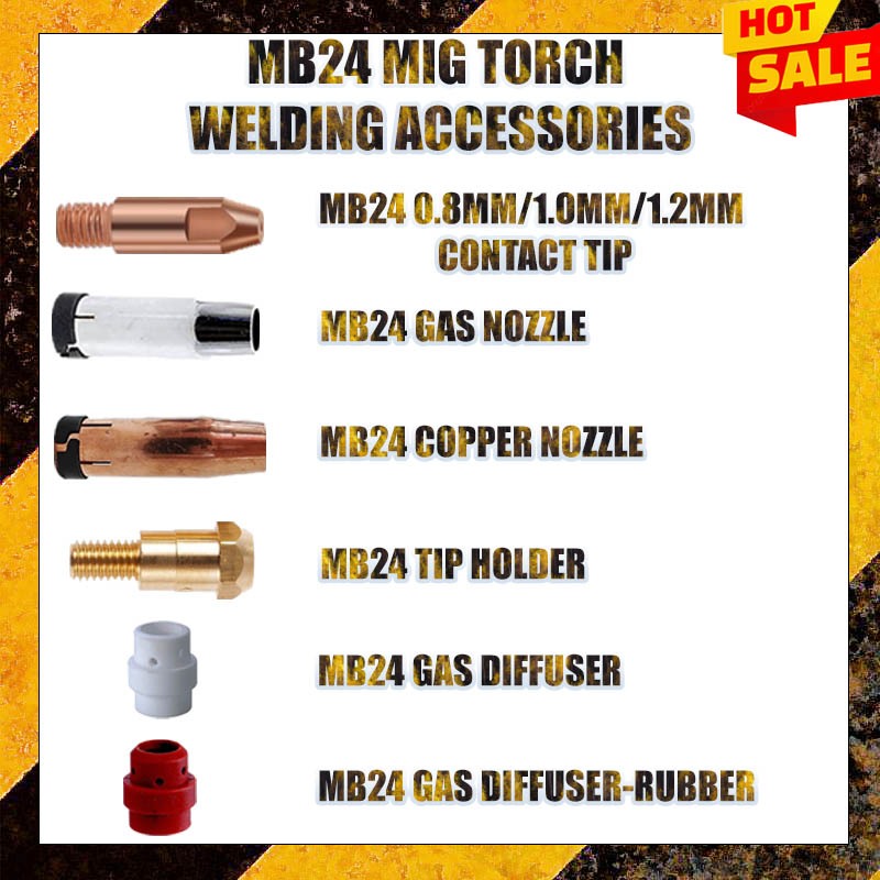 MIG WELDING MB24 CONTACT TIP 0.8MM / 1.0MM / 1.2MM / TIP HOLDER / GAS ...