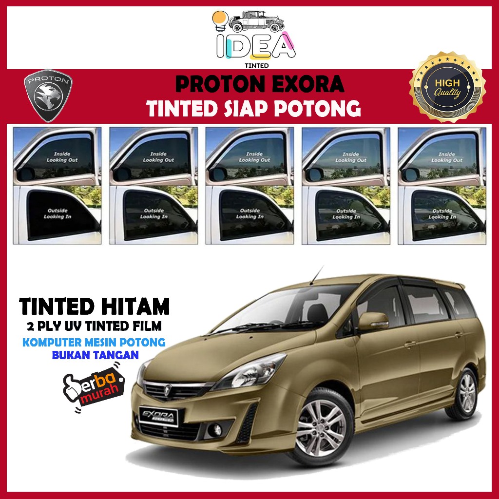 Proton Exora_Full Set _Tinted Kereta _2PLY UV Film_Hitam_Siap Potong ...