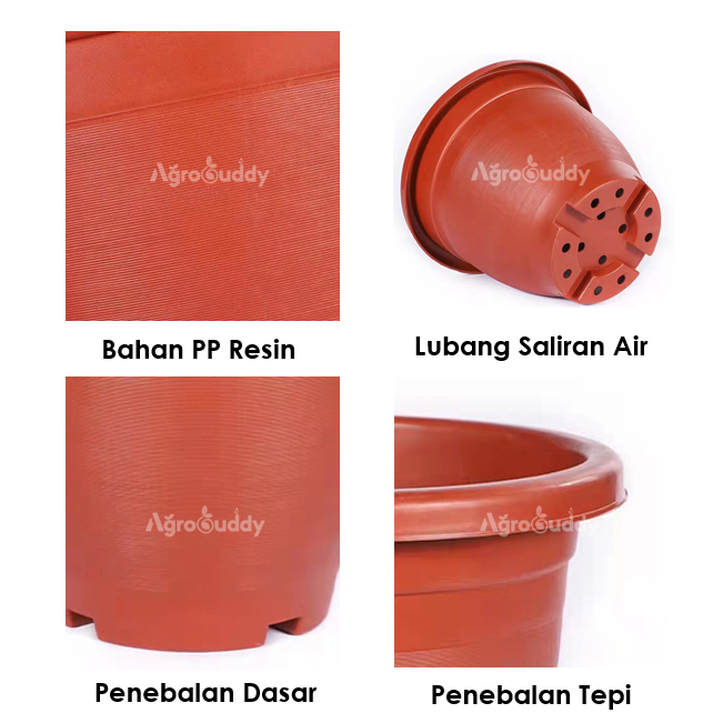 AgroBuddy AV Pot Plastik Pasu Bunga Pokok Perang Bulat | Brown Reversed ...