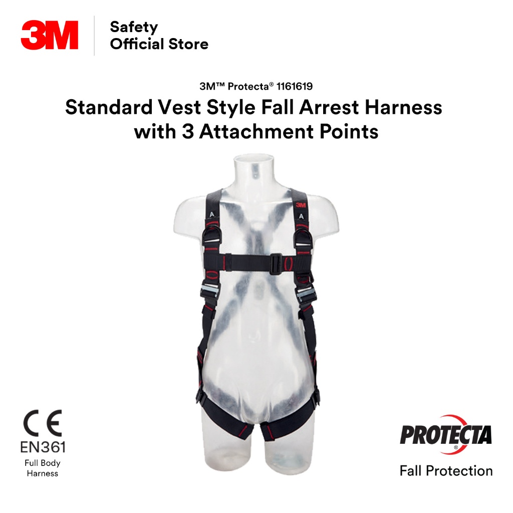 3M™ 1161619 P200 Protecta Standard Vest Style Fall Arrest Body Harness ...