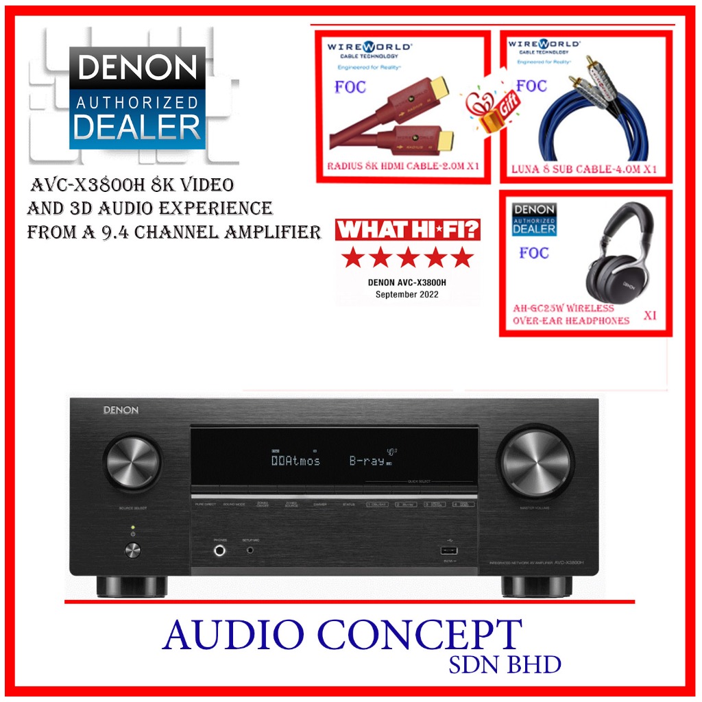 Denon AVC-X3800H 9.4 CH/180W - 8K AV Amplifier With HEOS® Built-In +Free Gift | Shopee Malaysia
