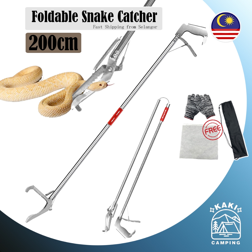 Adjustable Stainless Steel Snake Catcher Hook Grabber with Auto Lock ...